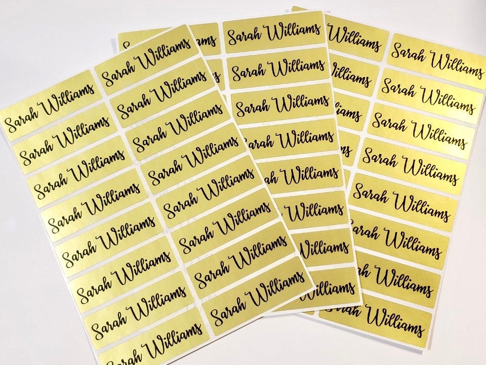 48 Long Sized Gold Waterproof Name Stickers – HanPrinting